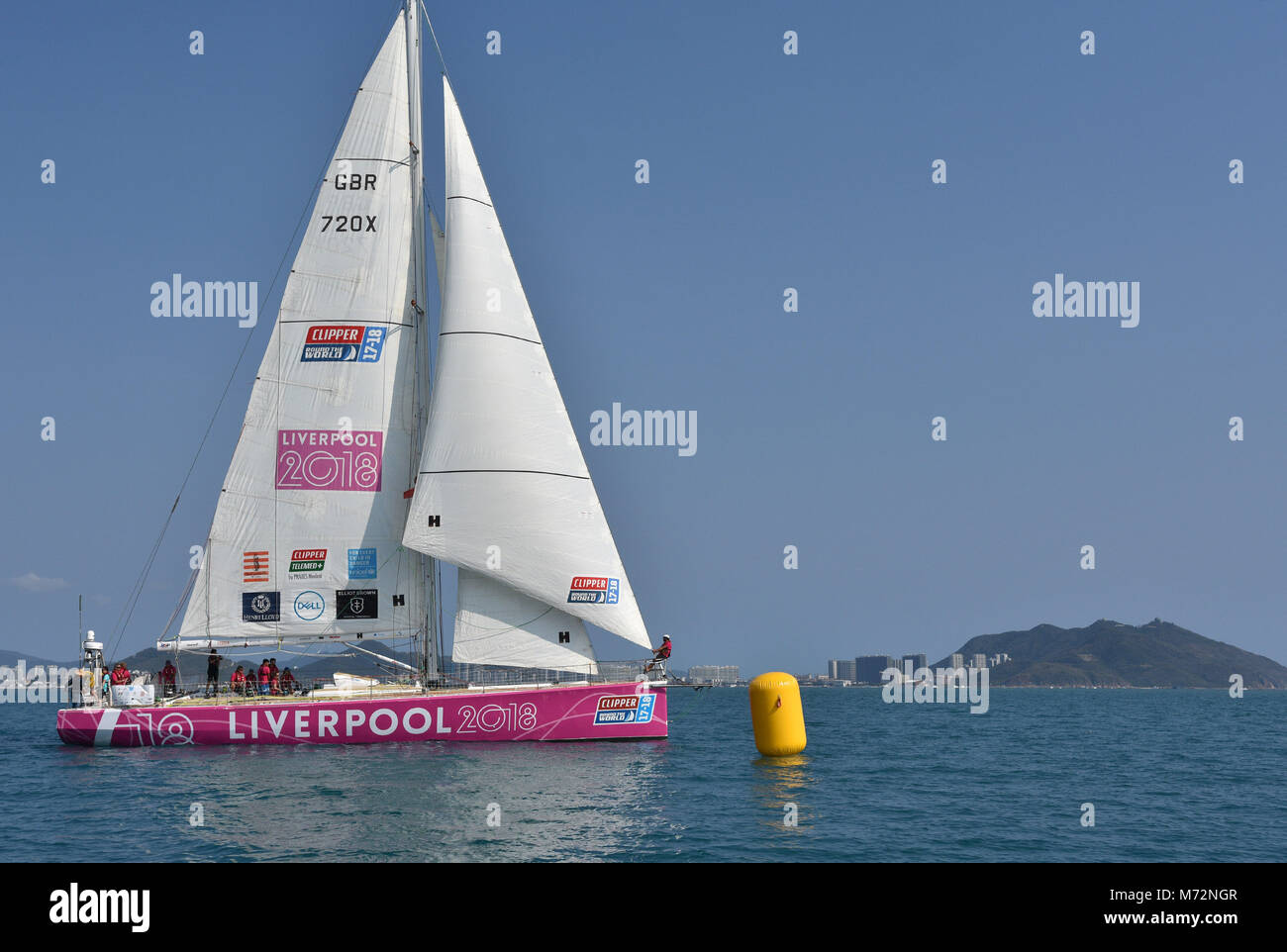 Clipper 70 yachts in the first in-port race at Sanya Gang, as part of ...