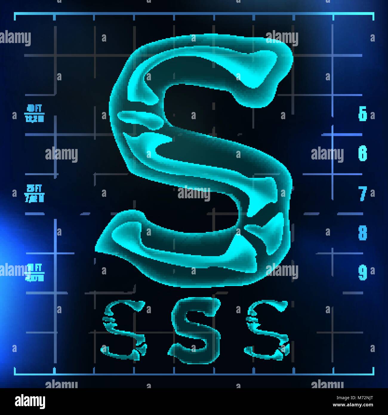 S Letter Vector. Capital Digit. Roentgen X-ray Font Light Sign. Medical ...