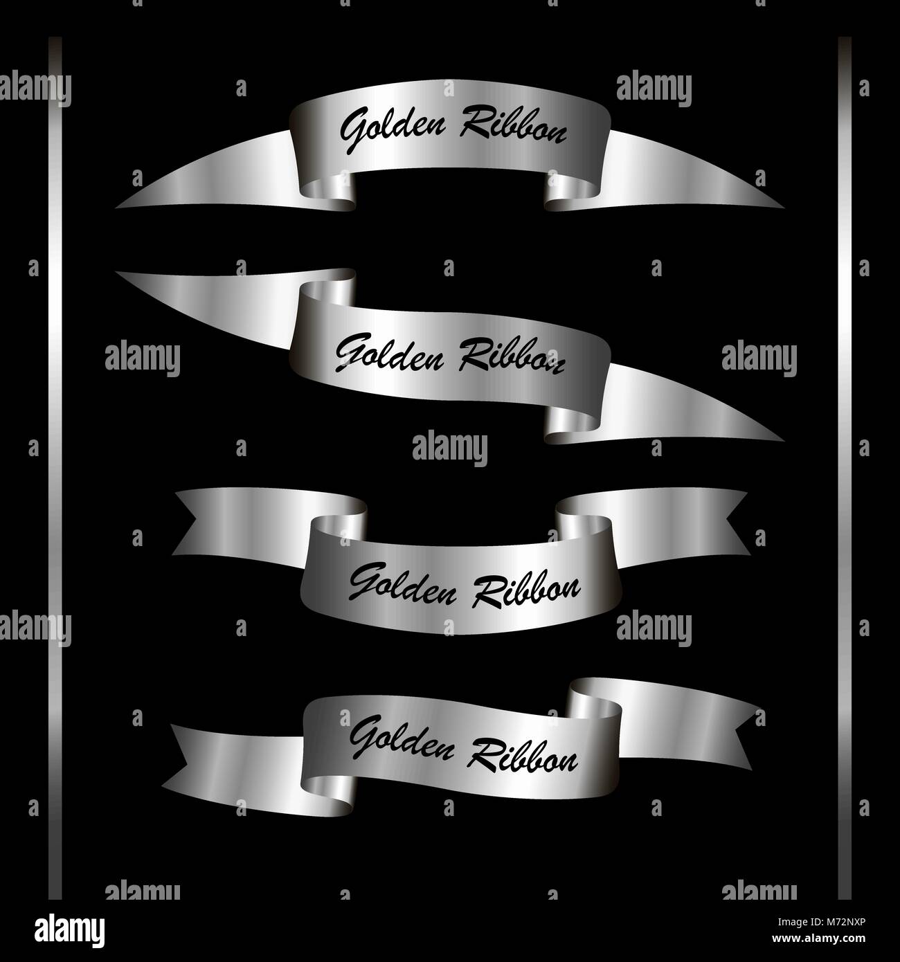 Set of retro vintage premium silver ribbons for your design Stock ...
