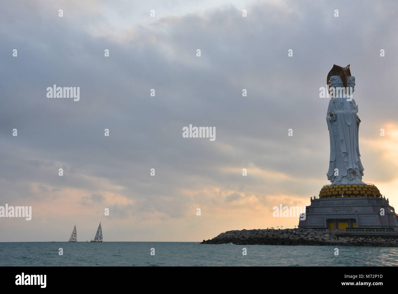 Clipper 70 yachts are seen competing as they depart Hainan on the start ...