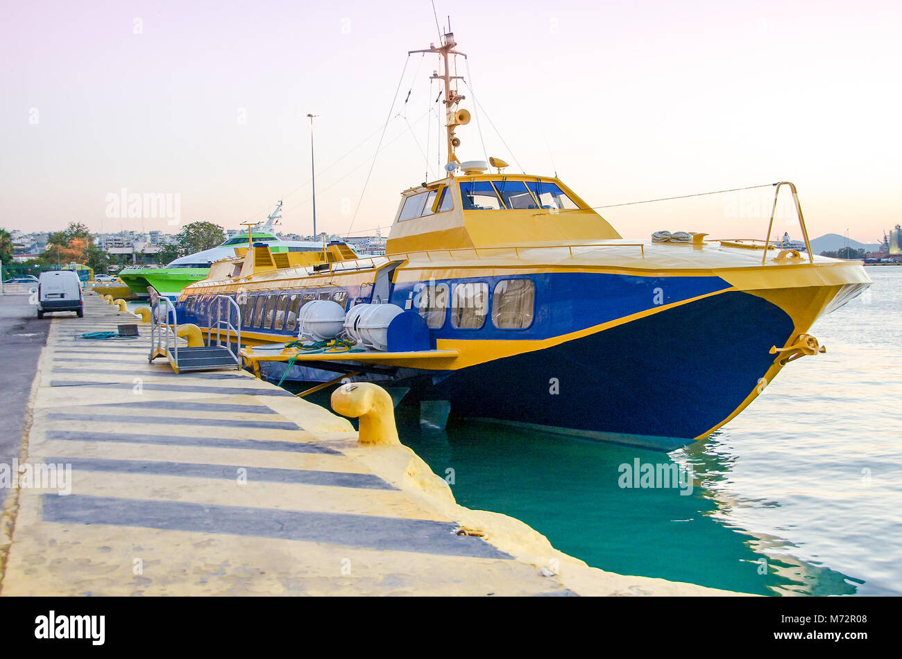 Flying Dolphin type ship docked in the port of Piraeus in Greece Stock ...