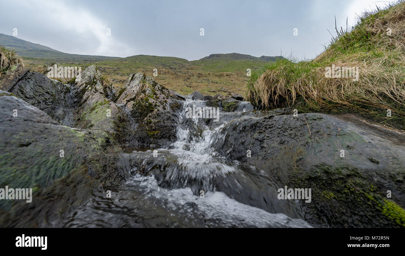 Small river waterfall in Kirkstone Pass, Lake District Stock Photo - Alamy