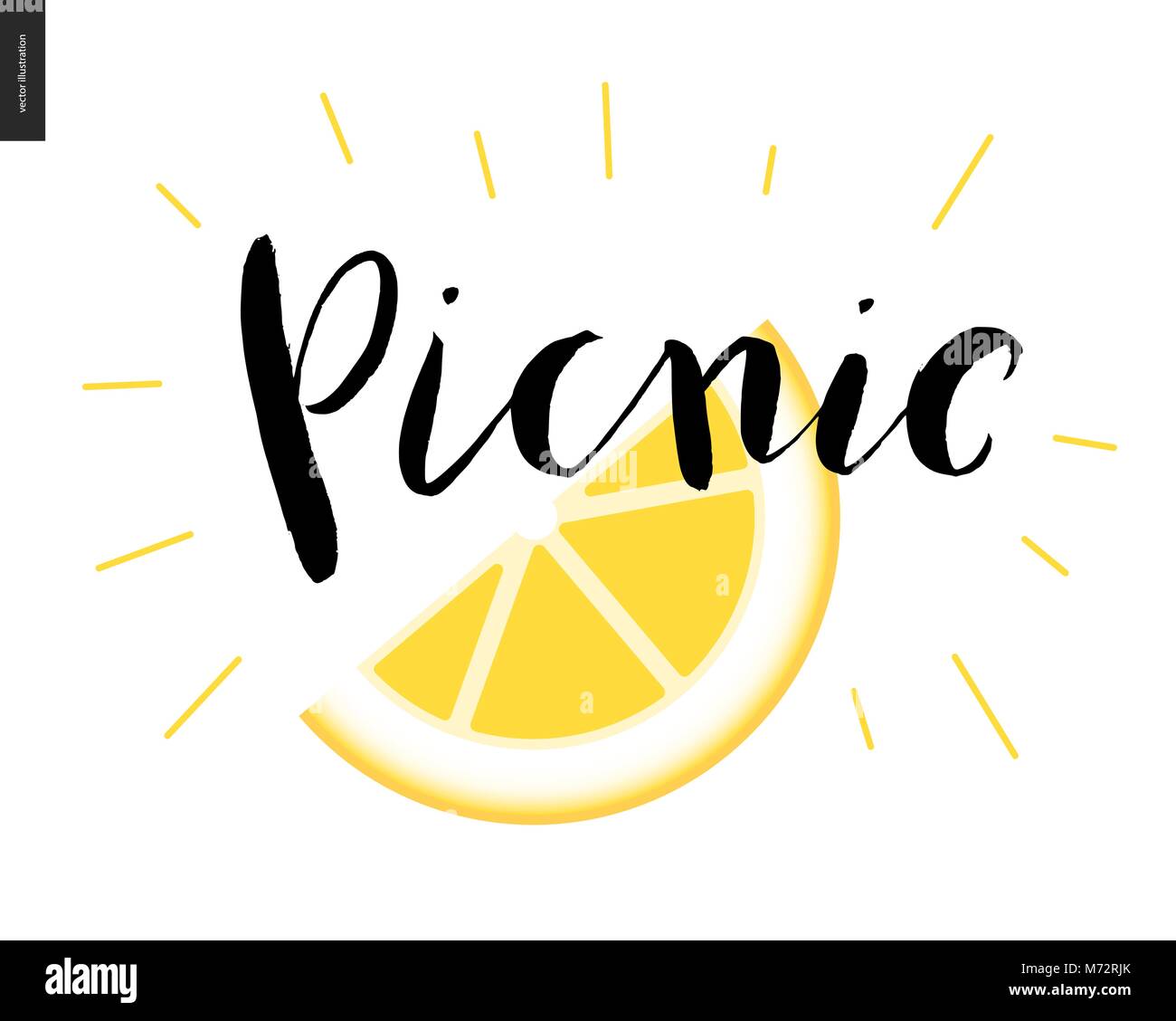 Picnic calligraphic lettering and a slice of lemon Stock Vector Image ...