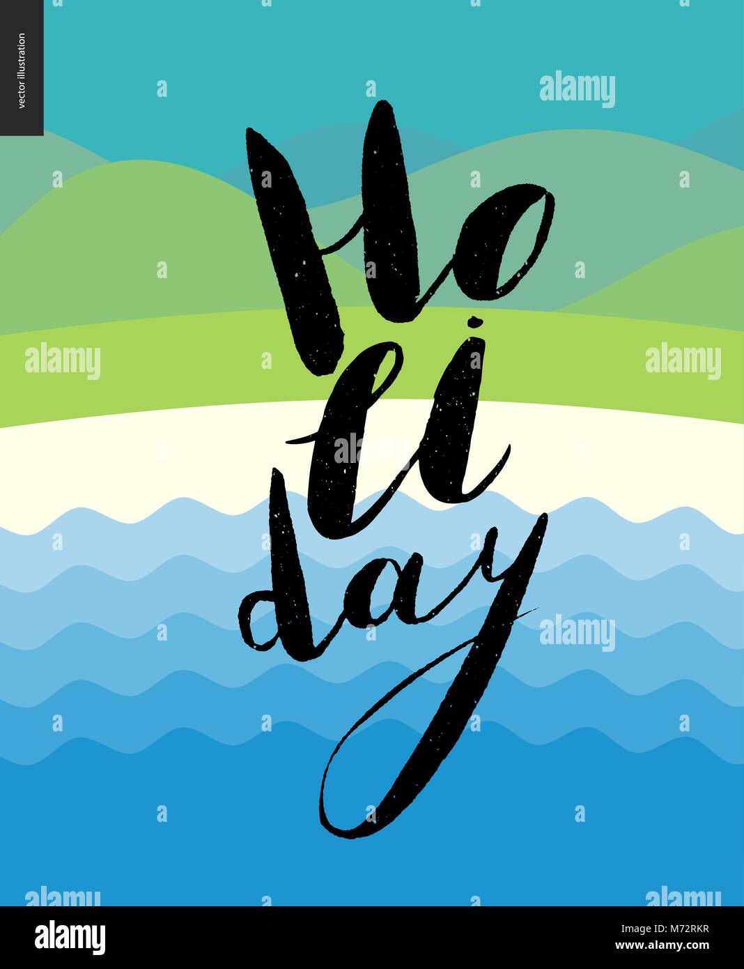 Holiday lettering on water landscape Stock Vector Image & Art - Alamy