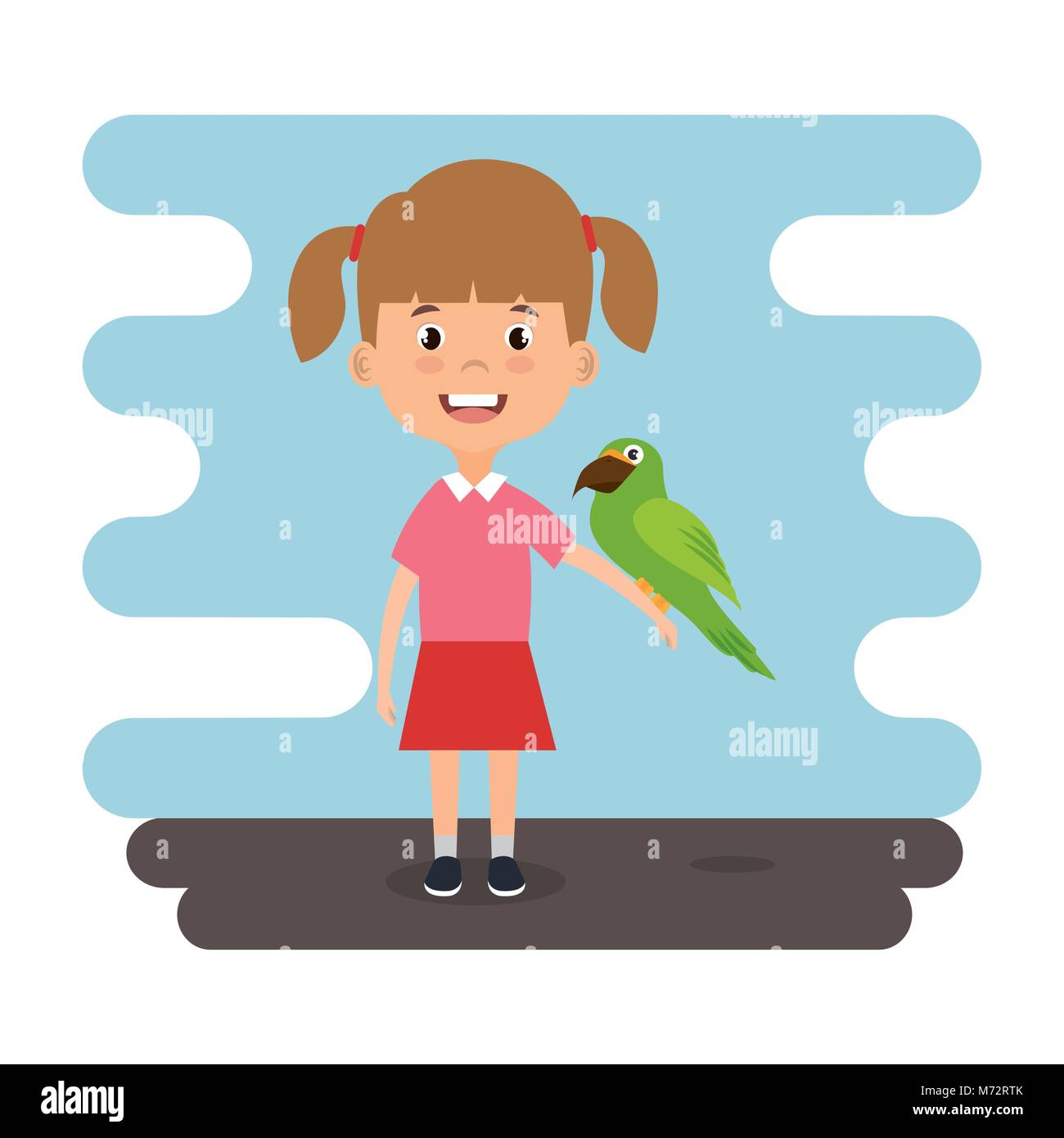 Girl With Parrot Character Vector Illustration Design Stock Vector Image And Art Alamy