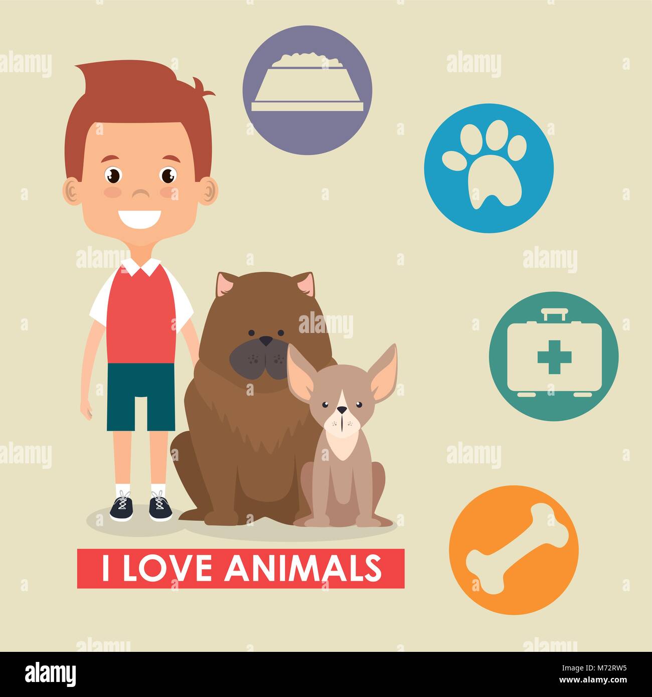 boy with dogs characters vector illustration design Stock Vector Image ...