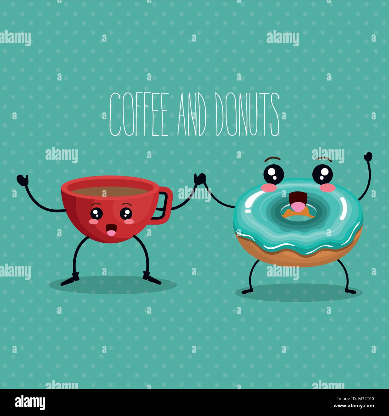 delicious coffee cup and donuts kawaii character vector illustration ...