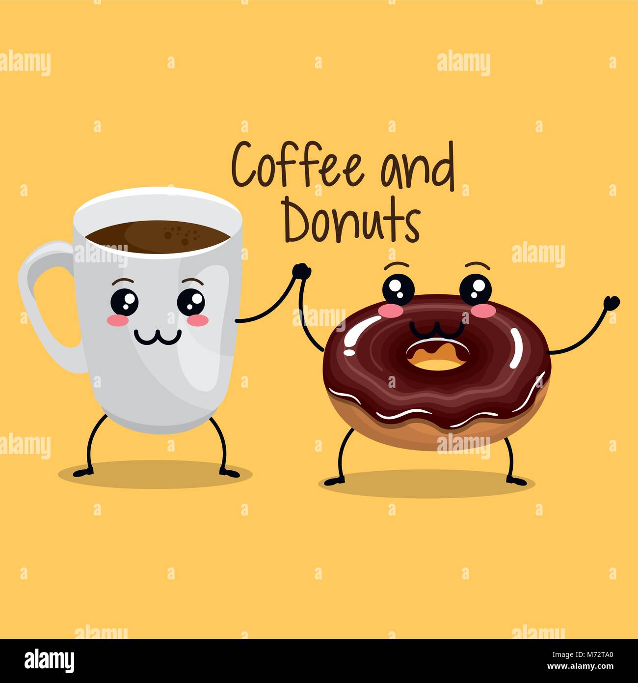 delicious coffee cup and donuts kawaii character vector illustration ...
