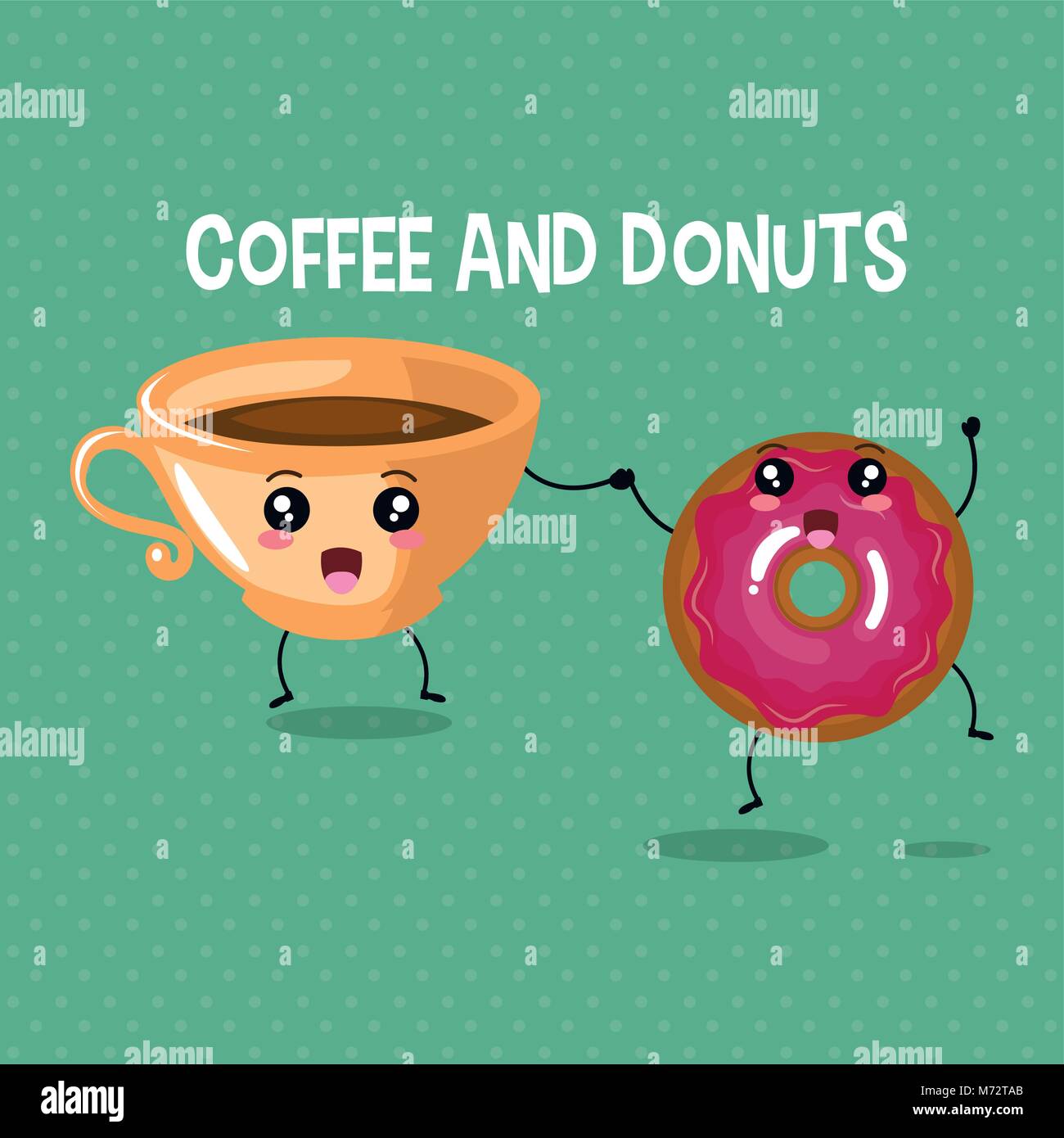delicious coffee cup and donuts kawaii character vector illustration ...
