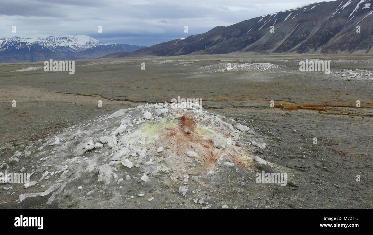 Extinct fumarole, Valley of Ten Thousand Smokes . The Valley is covered ...