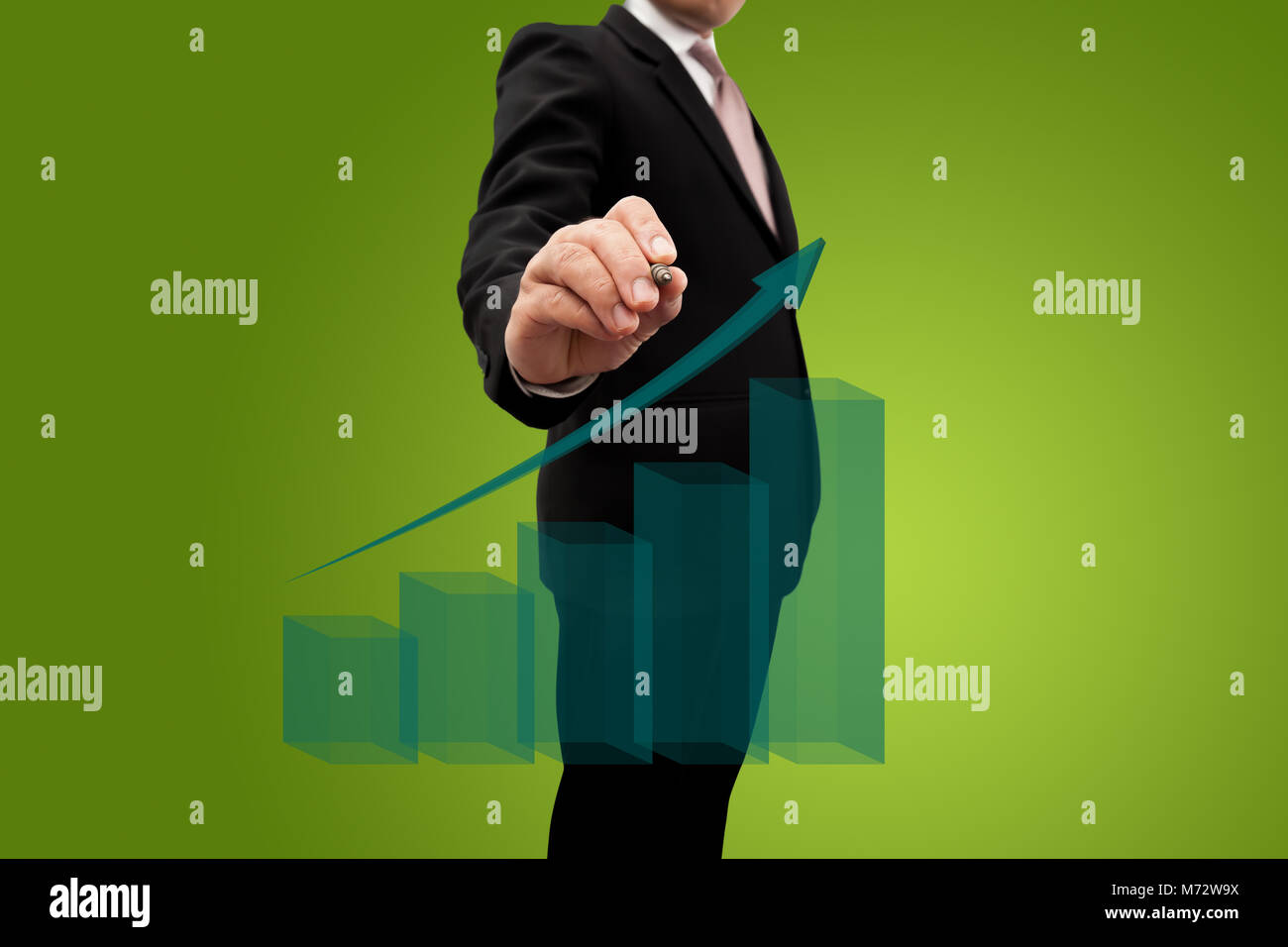 Businessman with growth chart of profits Stock Photo - Alamy