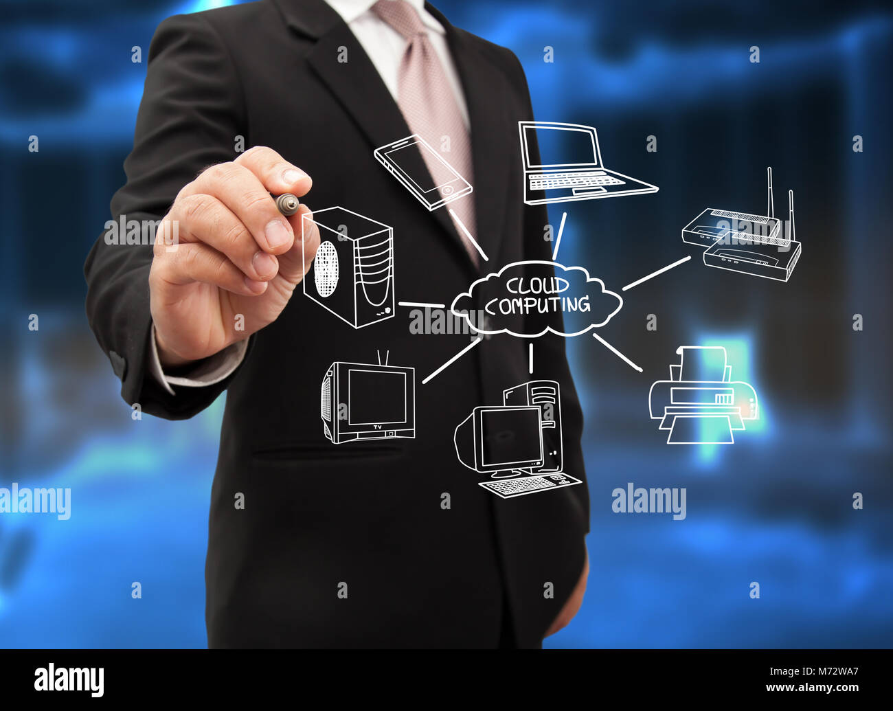 Male hand drawing cloud computing hi-res stock photography and images ...