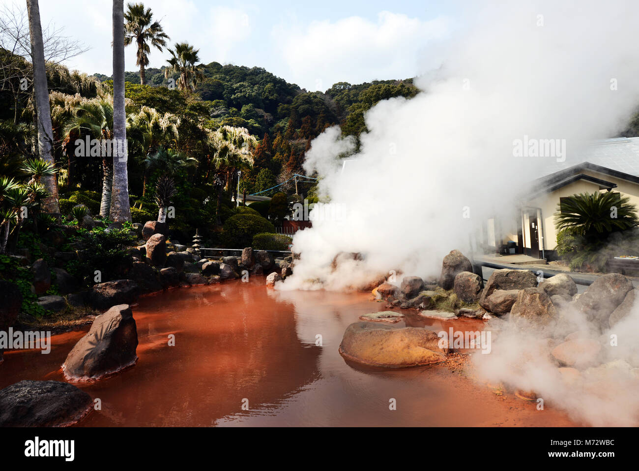 A small blood pond hot spring in the Umi Jigoku complex Stock Photo - Alamy
