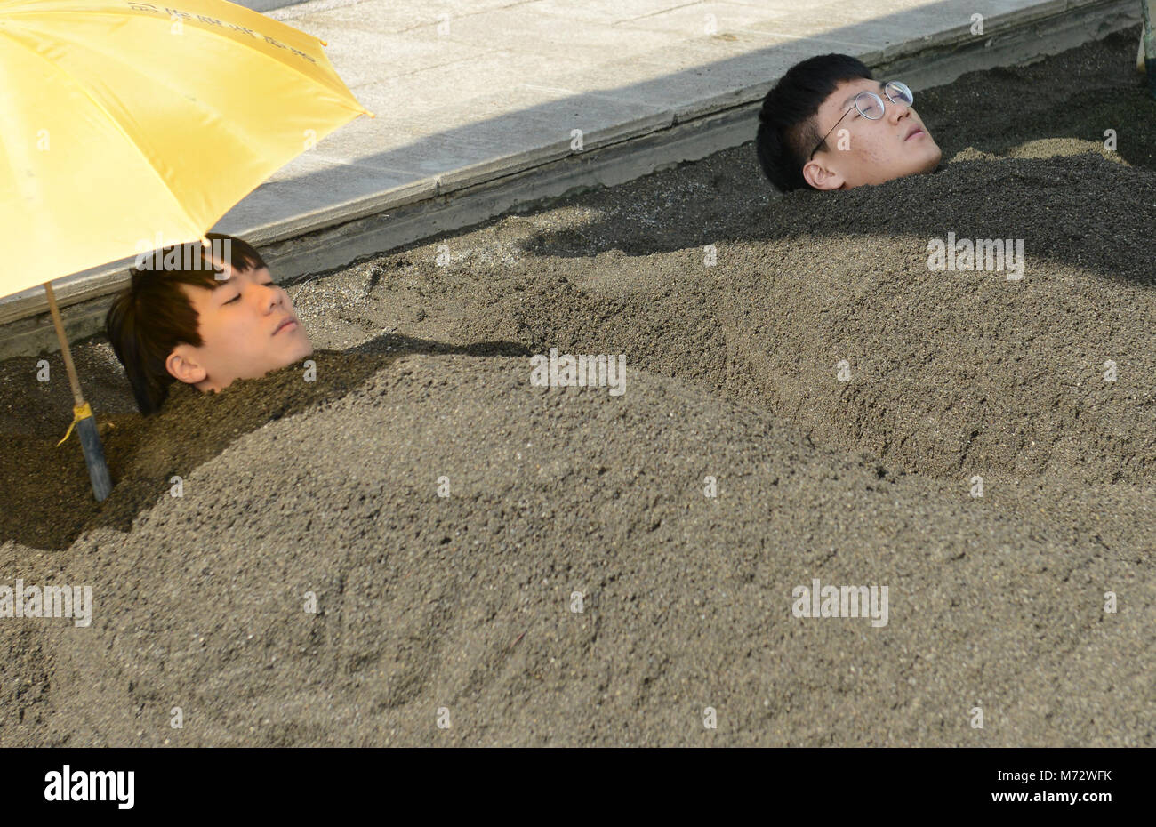A unique sand bath at Kamegawa onsen by the ocean at Beppu Stock Photo ...