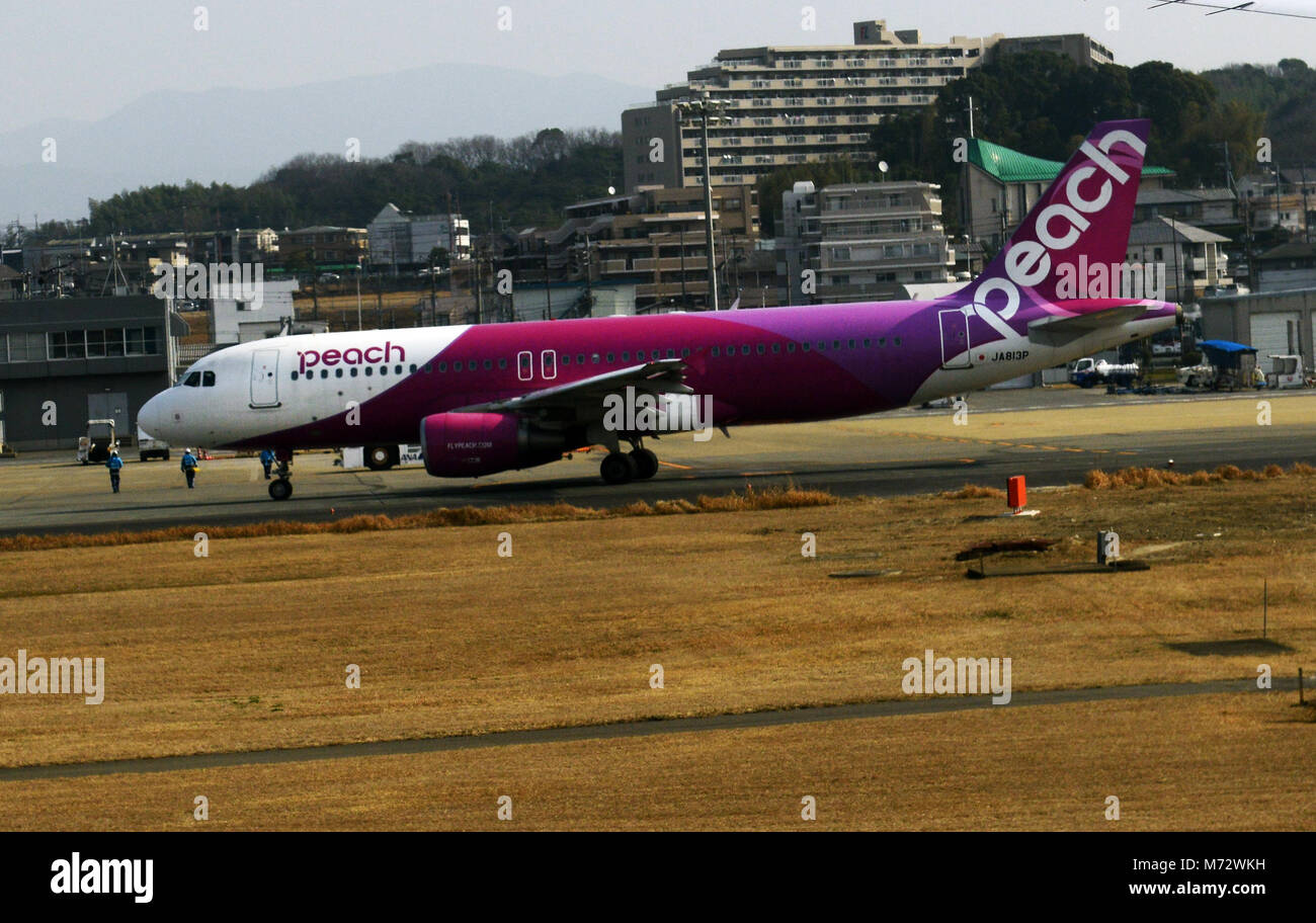 A Peach airlines aircraft at Fukuoka airport in Japan Stock Photo - Alamy