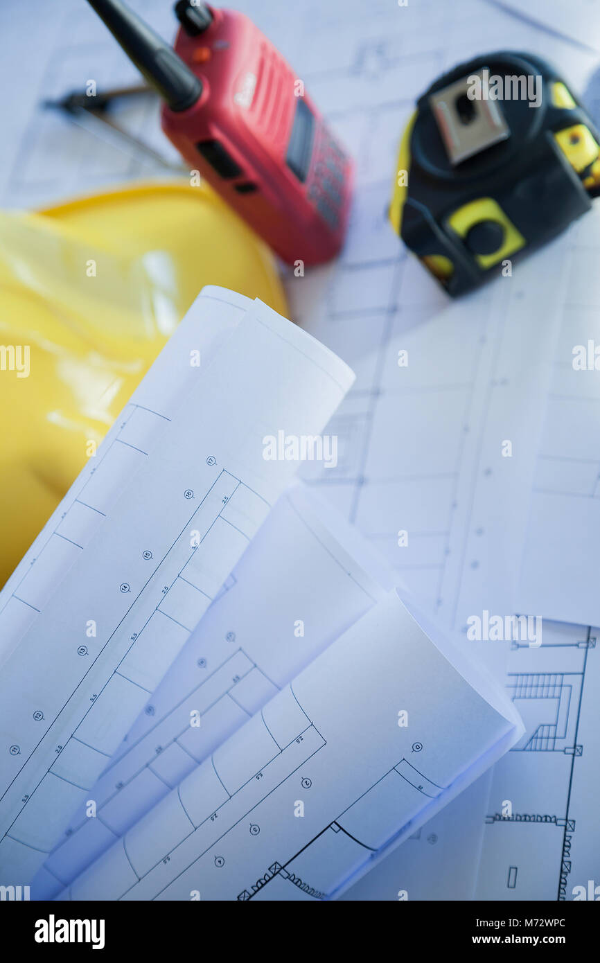 Architect Tools, Construction project Stock Photo - Alamy