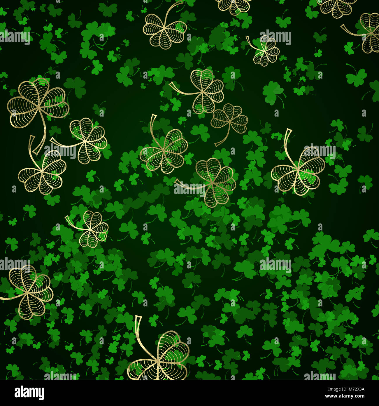 falling clover leaves background with big golden ones Stock Photo - Alamy