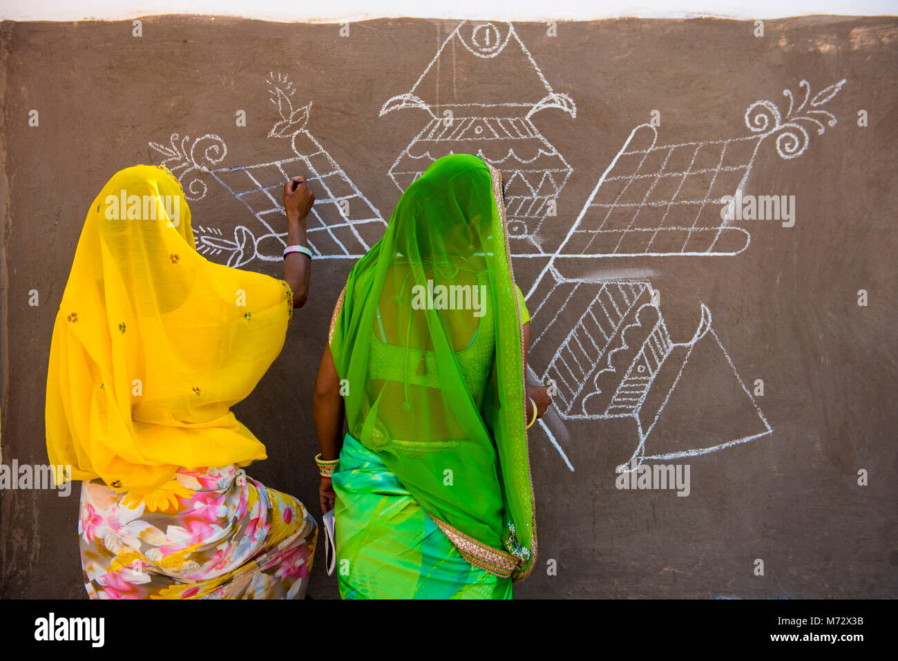 Pushkar / India 27 October 2017 Traditional rajasthani Women doing ...