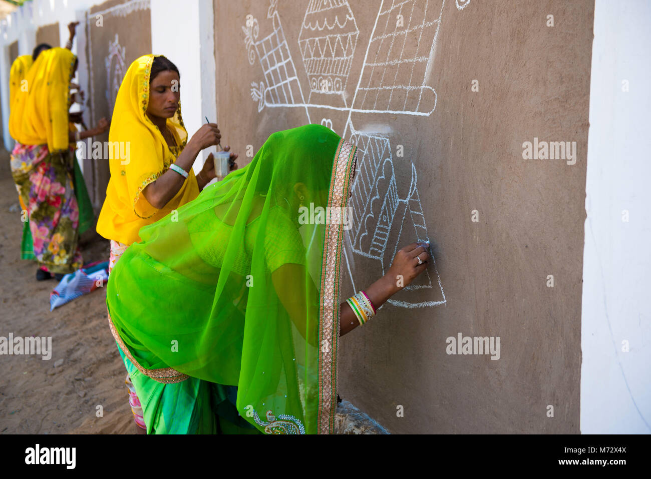 Pushkar / India 27 October 2017 Traditional rajasthani Women doing ...