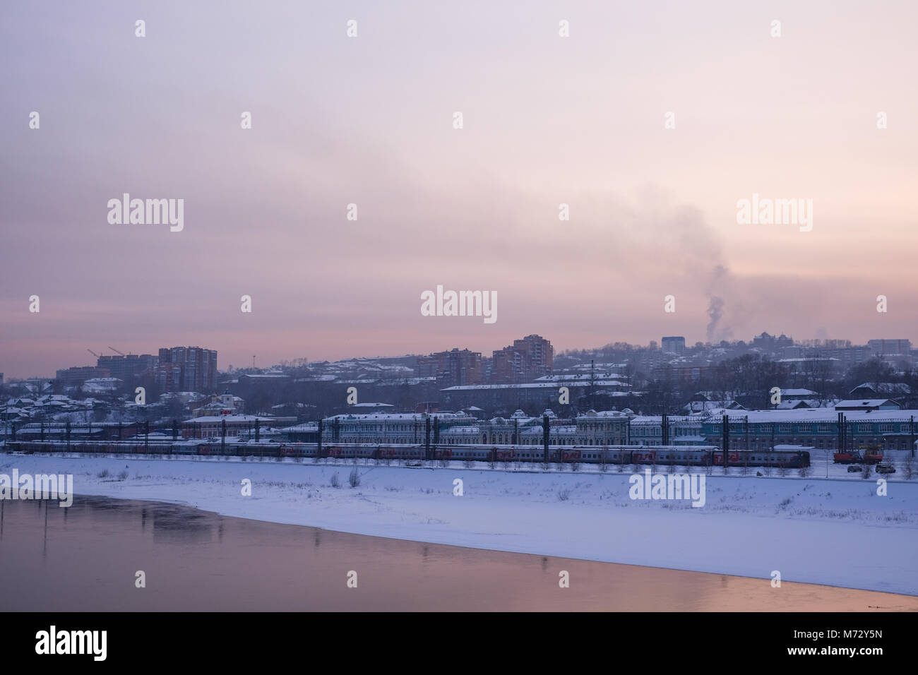 A landscape an Scenery at Irkutks Russia during winter. A snow cover ...