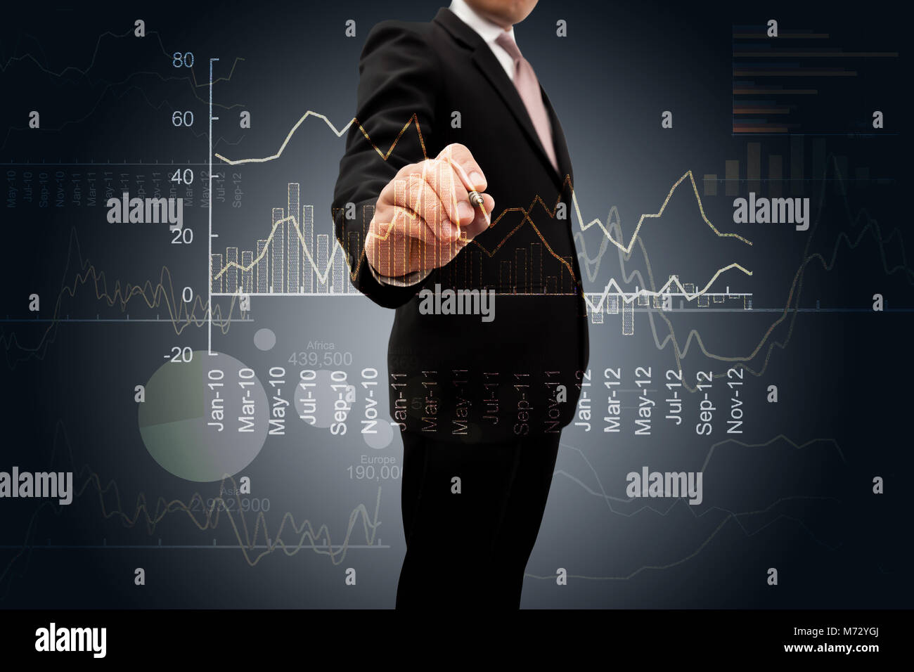 Investor with growth chart of profits Stock Photo - Alamy