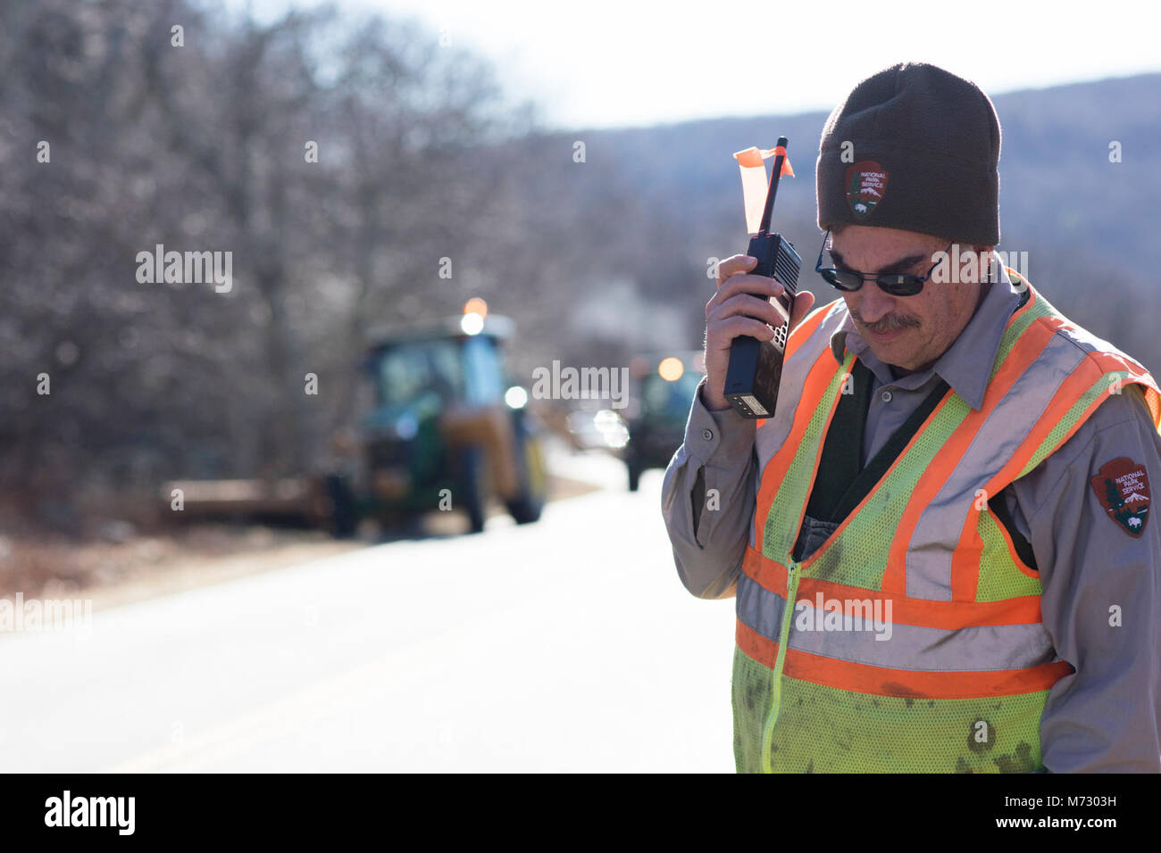 Road Crew . Katy's day out with the road crew Stock Photo - Alamy