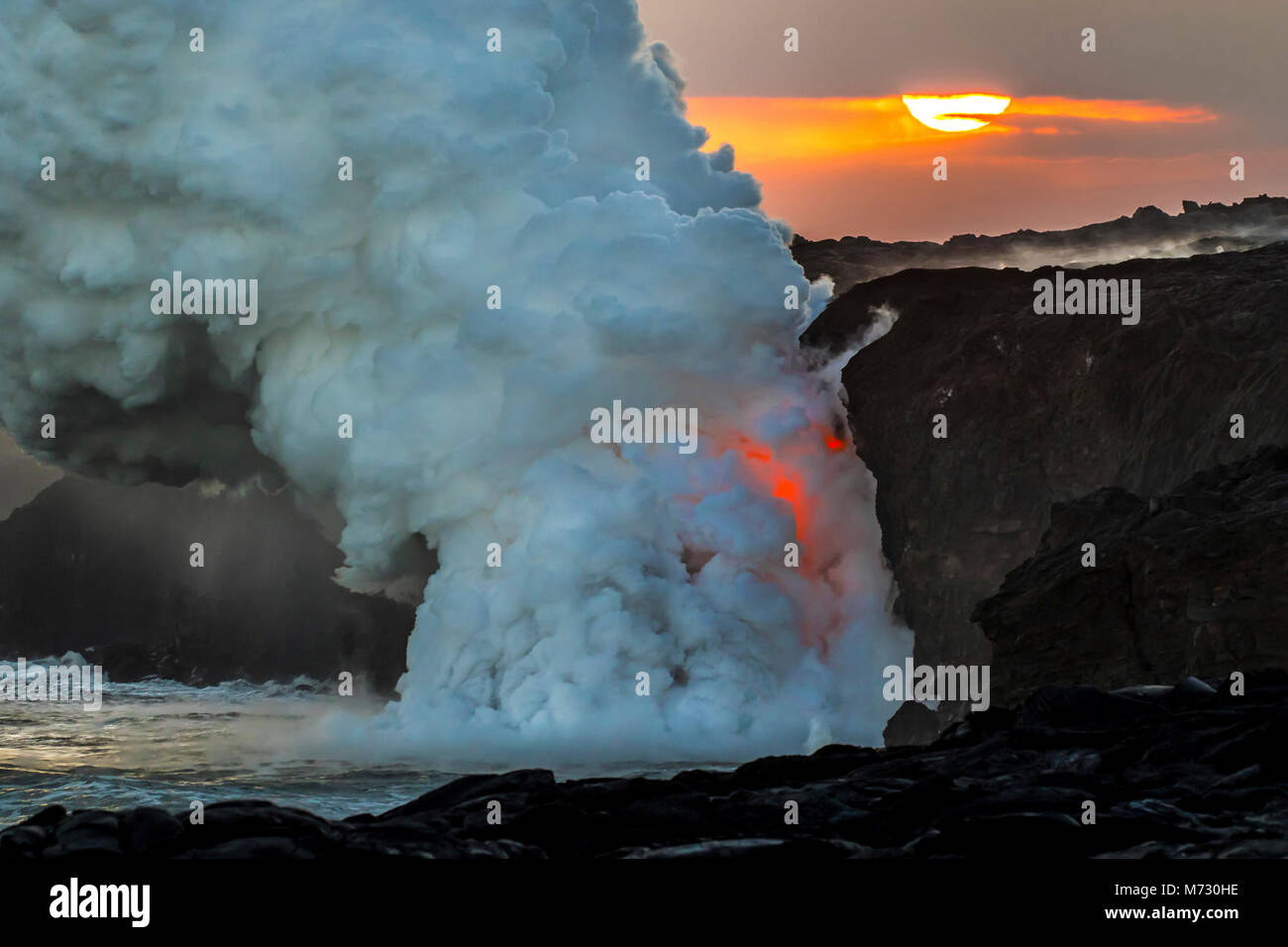 Sunset Kalapana Stock Photo - Alamy