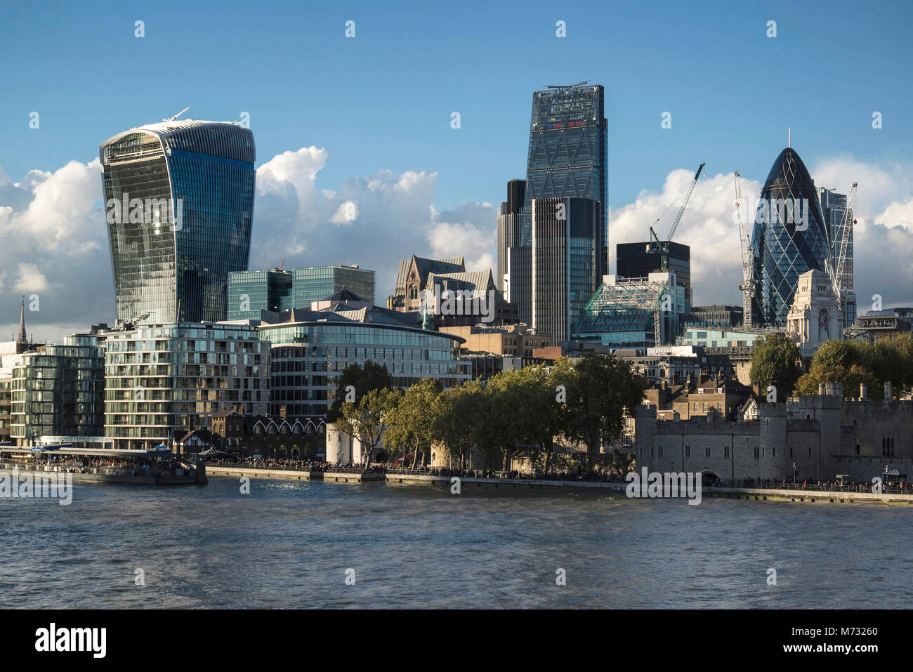 Landscape of City of London on Summer day with vibrant blue sky Stock ...
