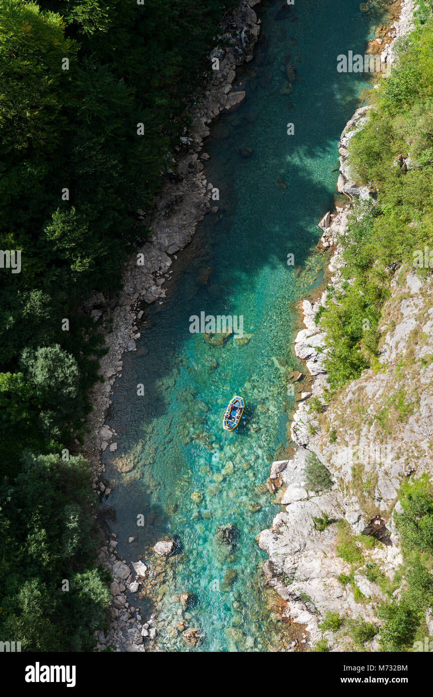 aerial view down the Tara river Canyon Gorge from Tara Bridge, looking ...