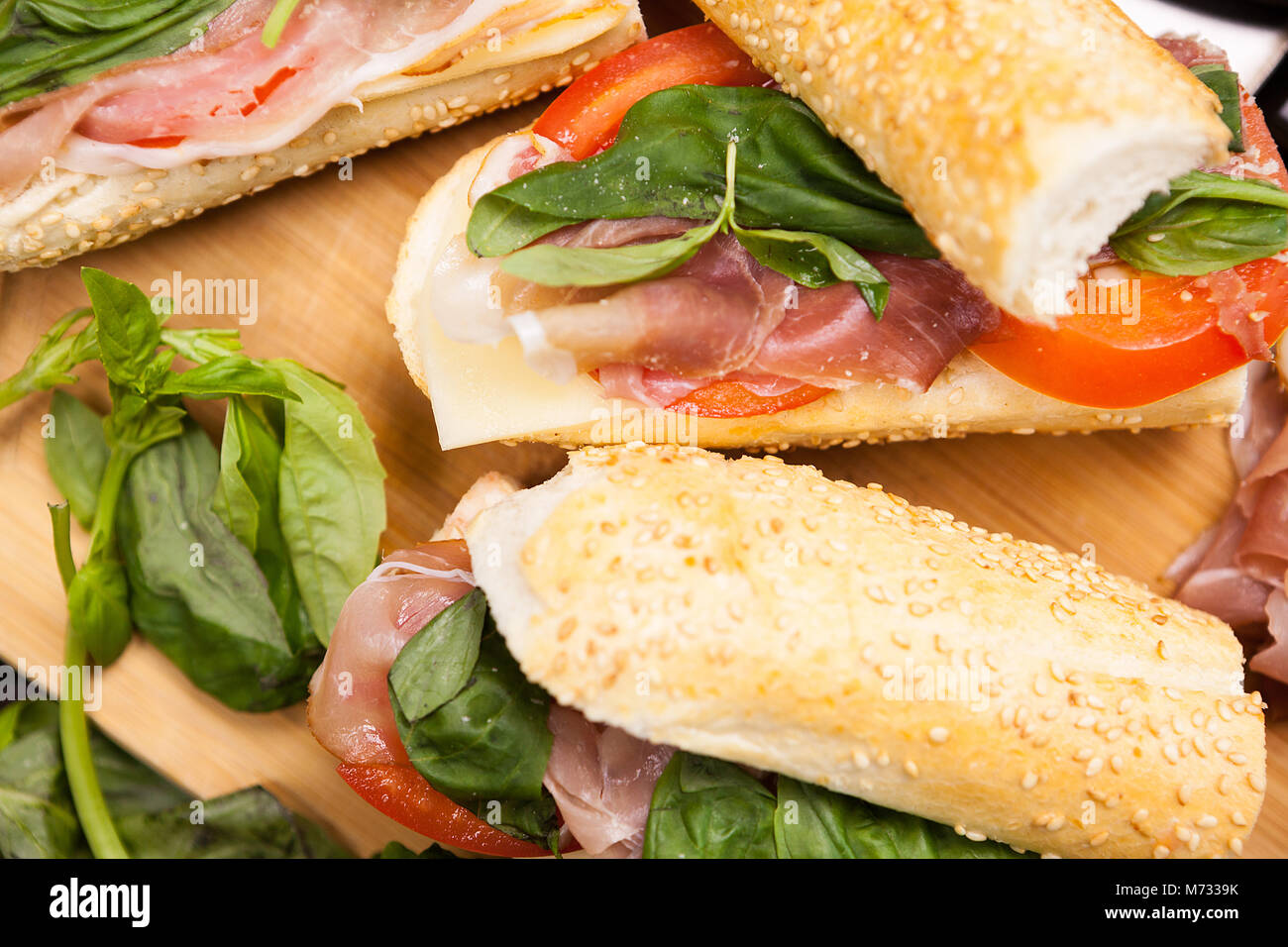 Top view of plate with sandwiches Stock Photo - Alamy
