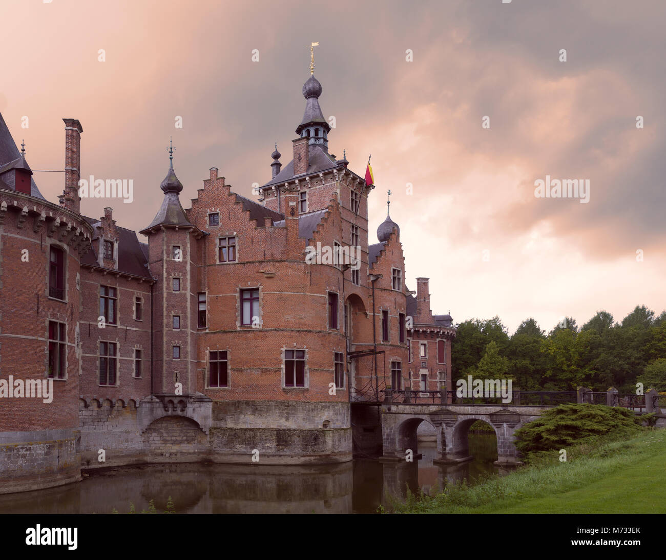Ooidonk medieval castle in Flanders Belgium rebuilt in renaissance ...