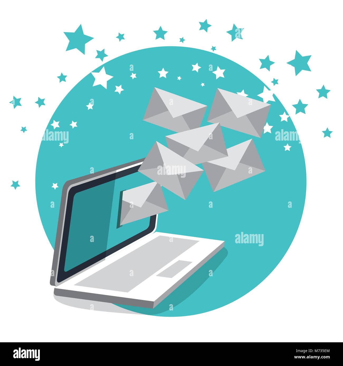 laptop with emails envelopes Stock Vector Image & Art - Alamy