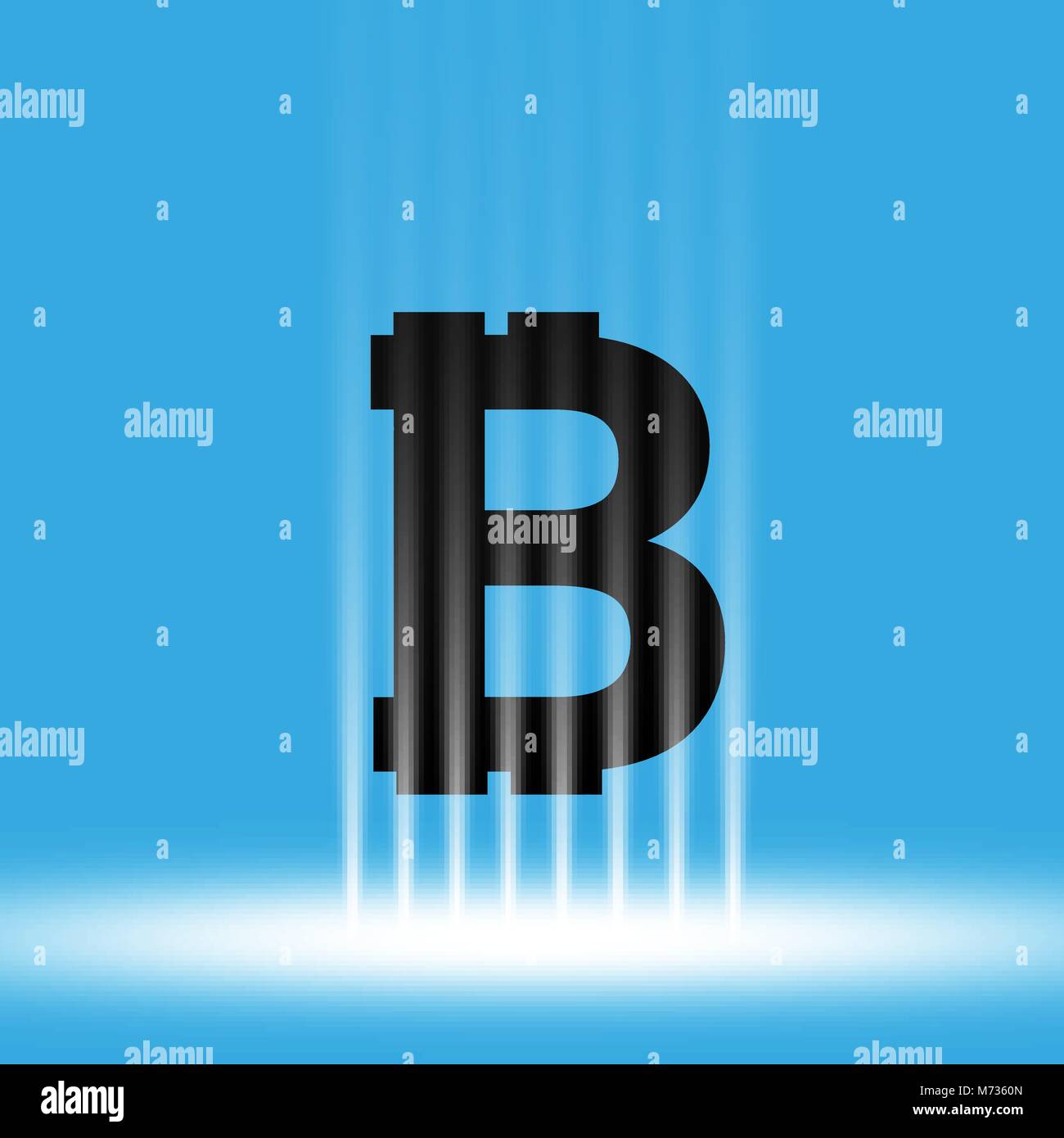 Digital bitcoins symbol with light effect on transparent backgraund ...