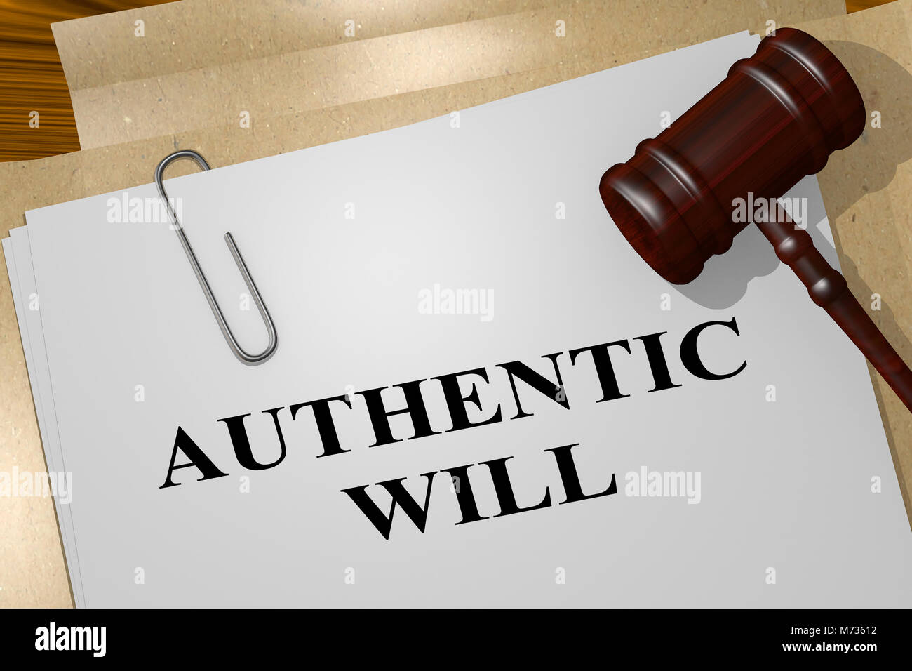 3D illustration of AUTHENTIC WILL title on legal document Stock Photo ...