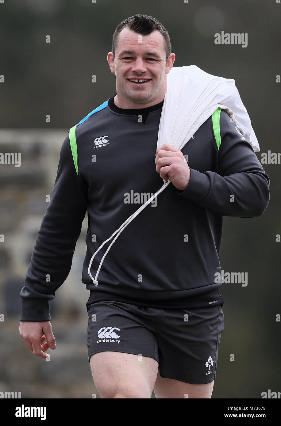Ireland's Cian Healy arriving for the training session at Carton House ...