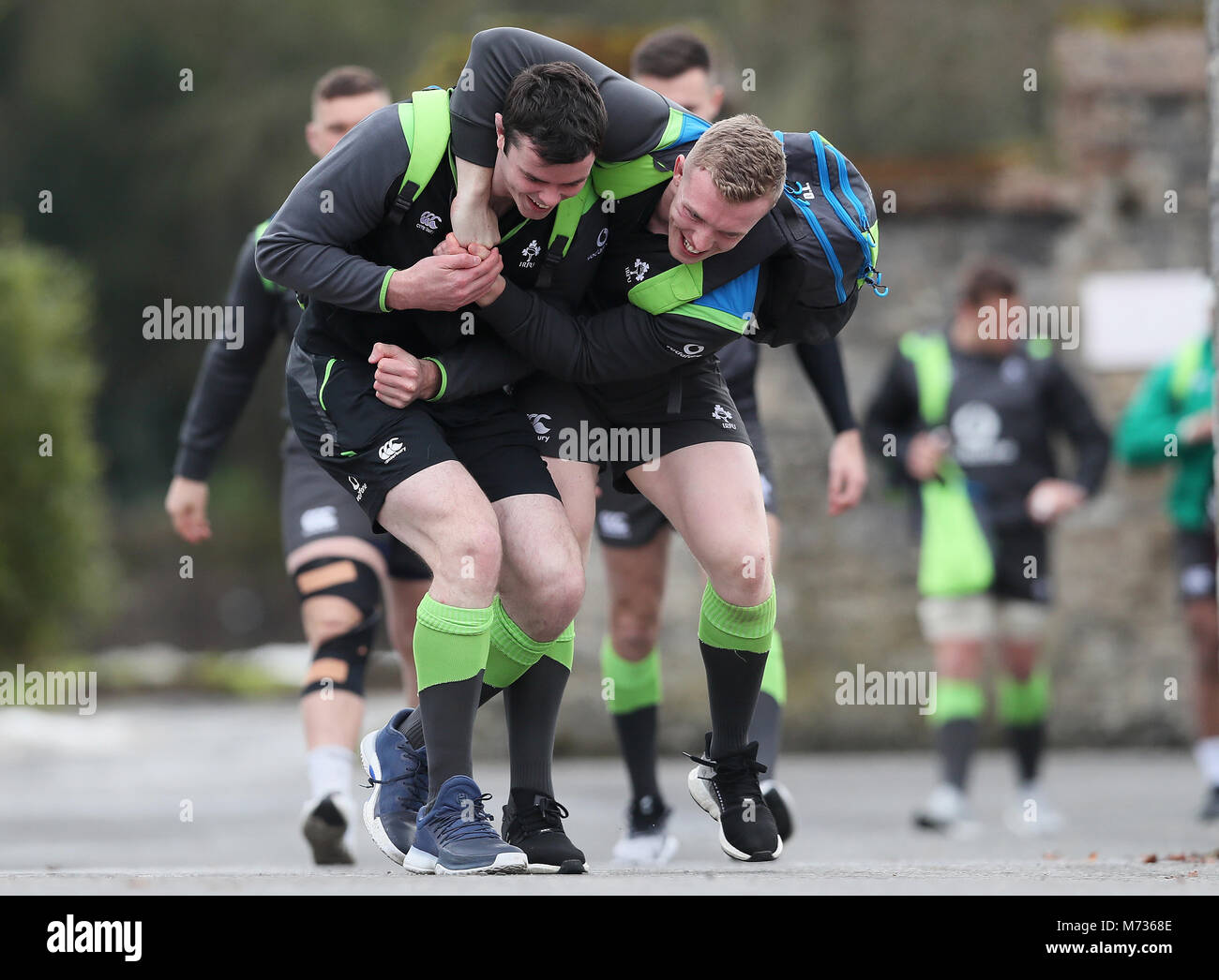 Ireland's James Ryan (left) and Dan Leavy arriving for the training ...