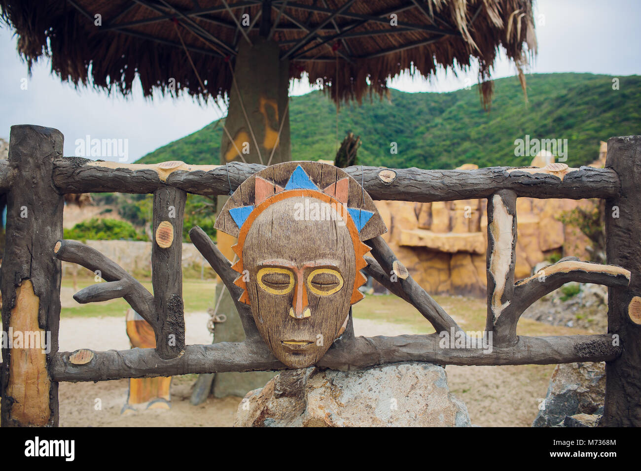Authentic painted wooden totem Original sculpture Wood tribal sculpture ...