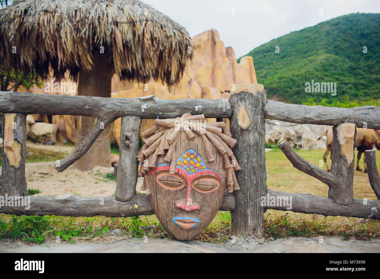 Authentic painted wooden totem Original sculpture Wood tribal sculpture ...