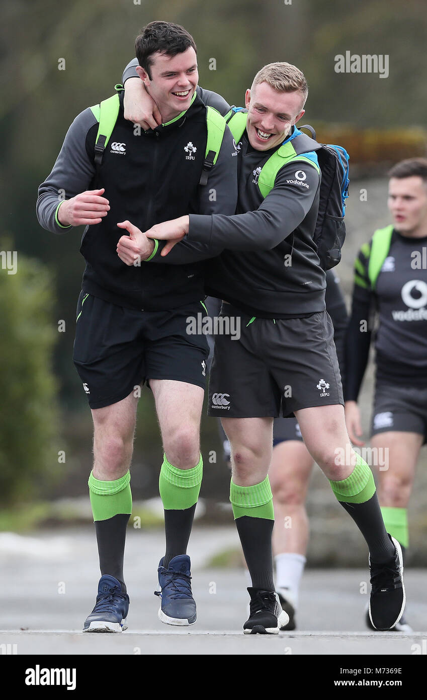 Ireland's James Ryan (left) and Dan Leavy arriving for the training ...