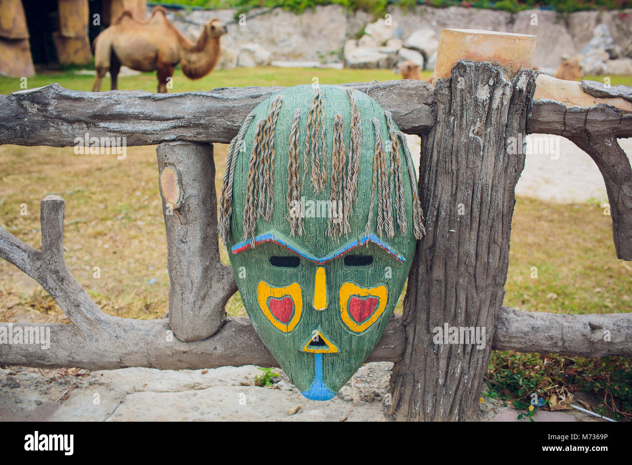 Authentic painted wooden totem Original sculpture Wood tribal sculpture ...
