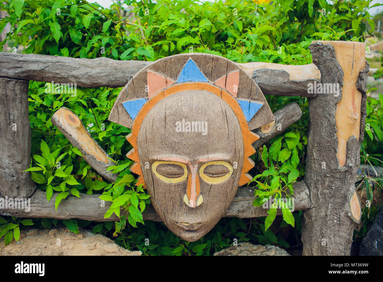 Authentic painted wooden totem Original sculpture Wood tribal sculpture ...