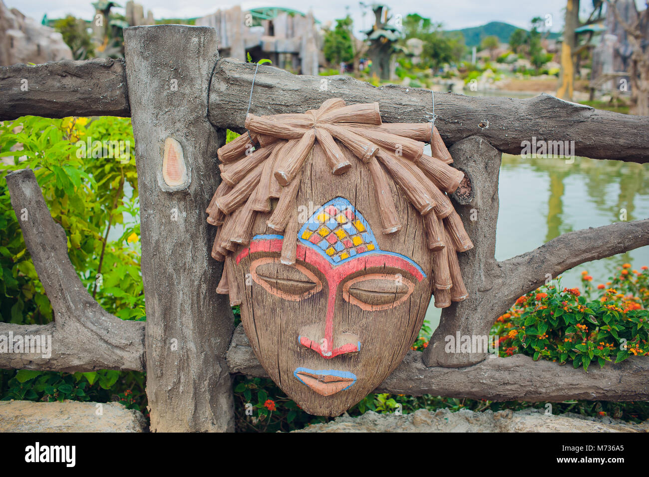 Authentic painted wooden totem Original sculpture Wood tribal sculpture ...