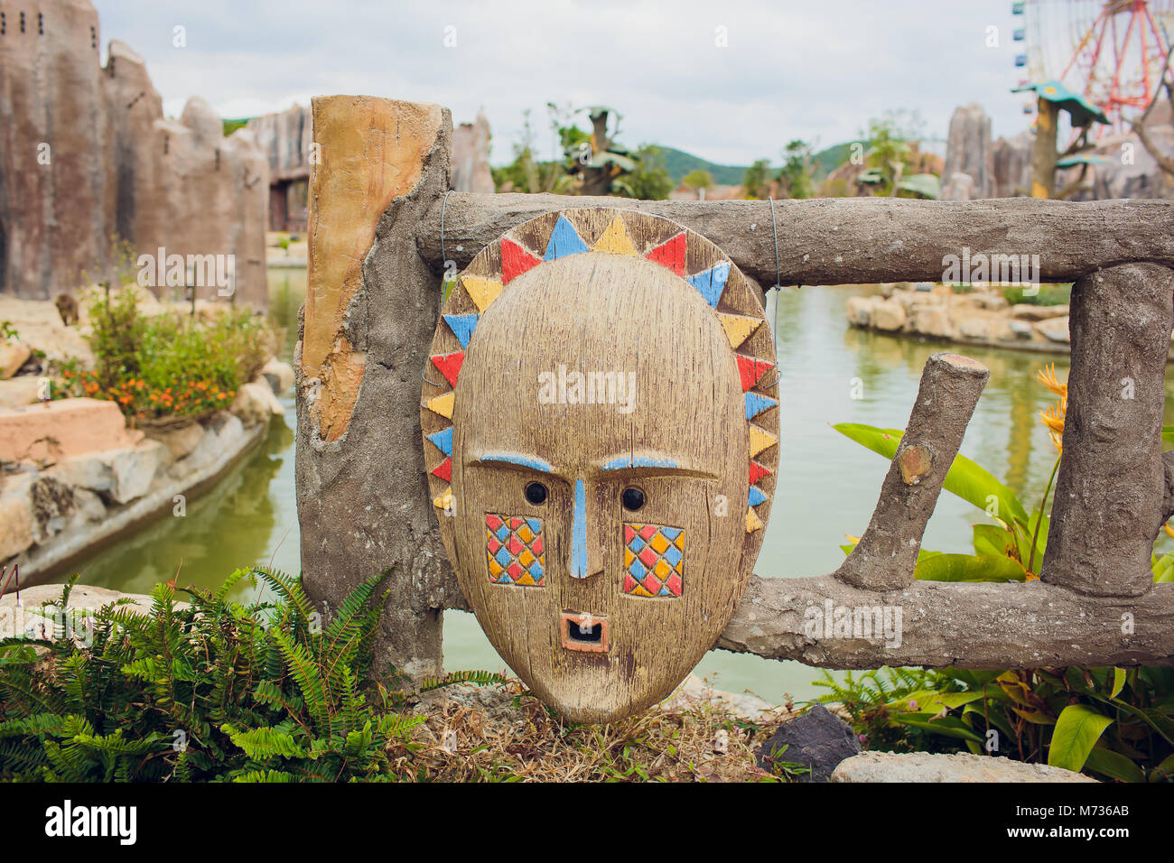 Authentic painted wooden totem Original sculpture Wood tribal sculpture ...