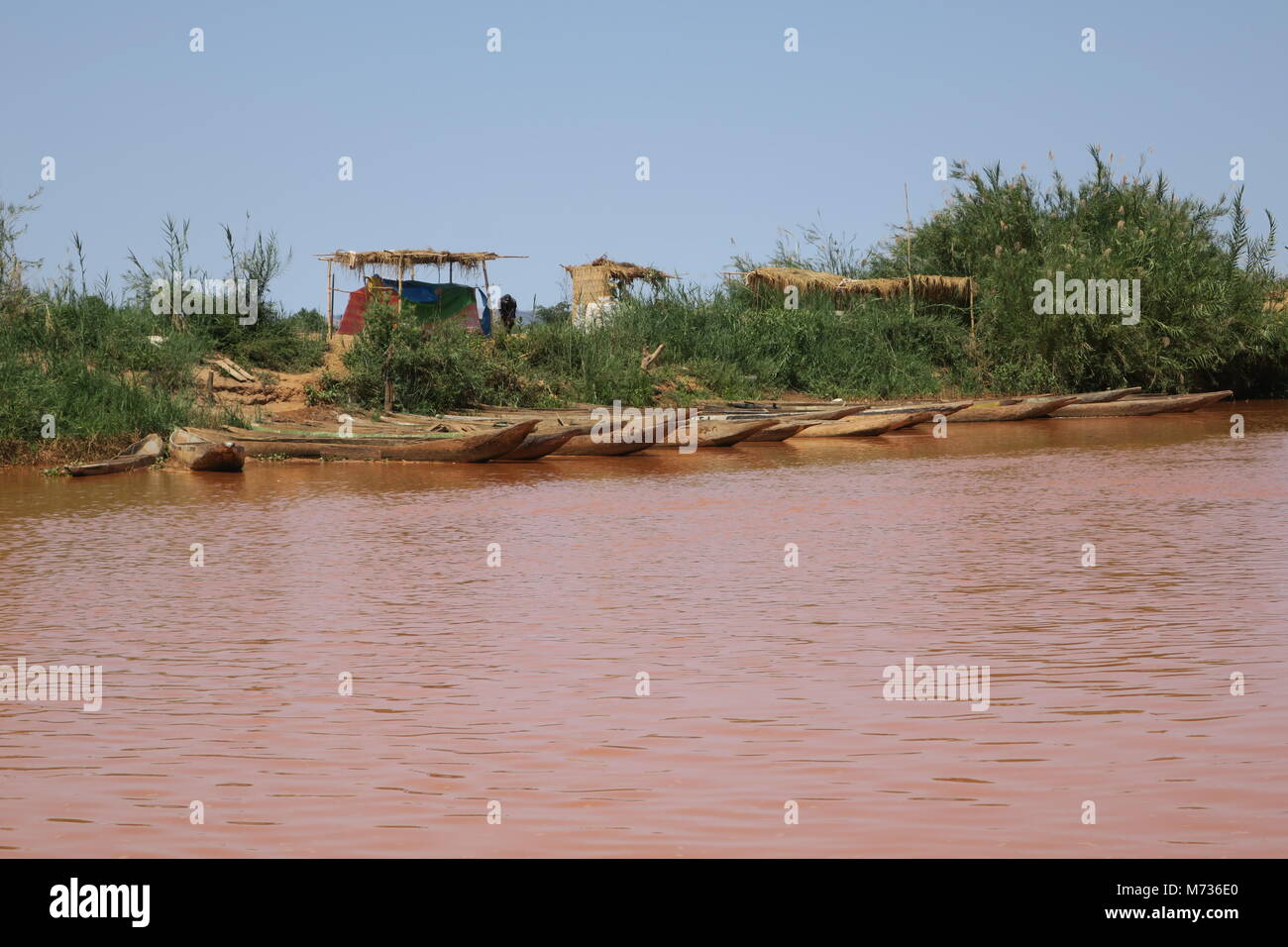 Pirogue, dugout, canoe on Tsiribihina river, Madagascar Stock Photo - Alamy