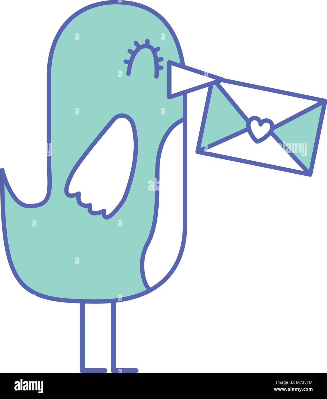 sweet bird with envelope message in beak cartoon Stock Vector Image ...
