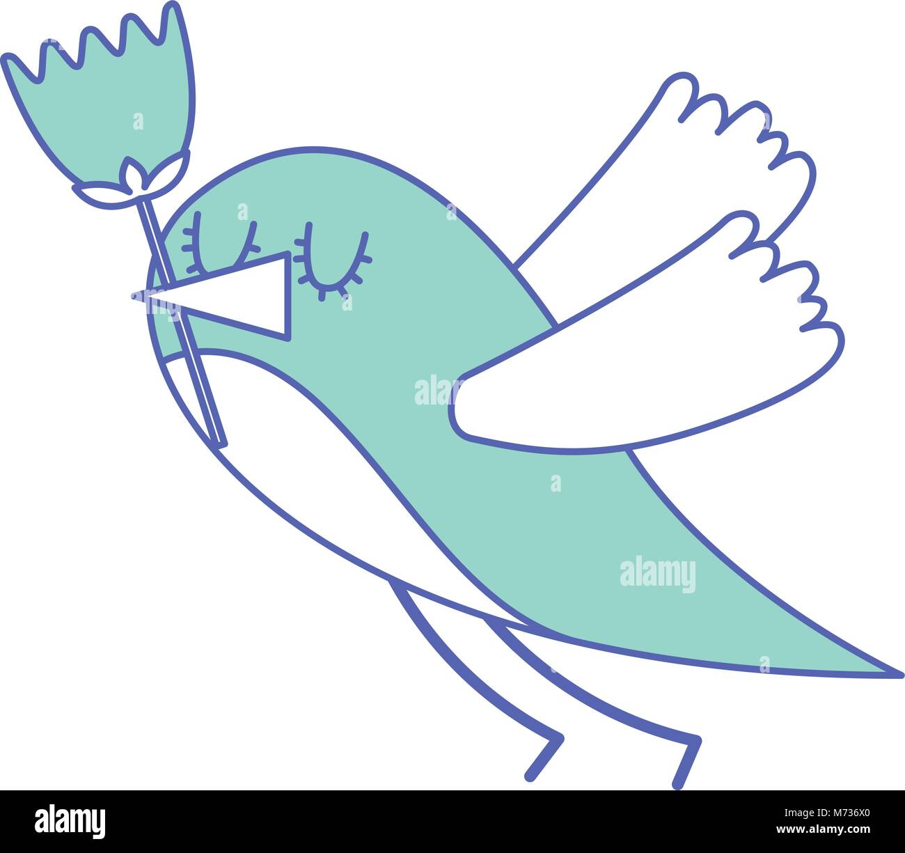 cartoon cute bird with tulip flower in beak Stock Vector Image & Art ...