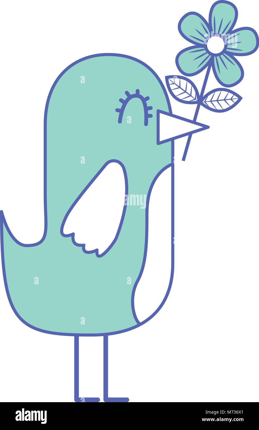 cartoon cute bird with flower in beak Stock Vector Image & Art - Alamy
