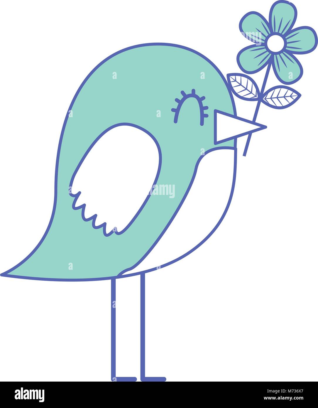 cartoon cute bird with flower in beak Stock Vector Image & Art - Alamy