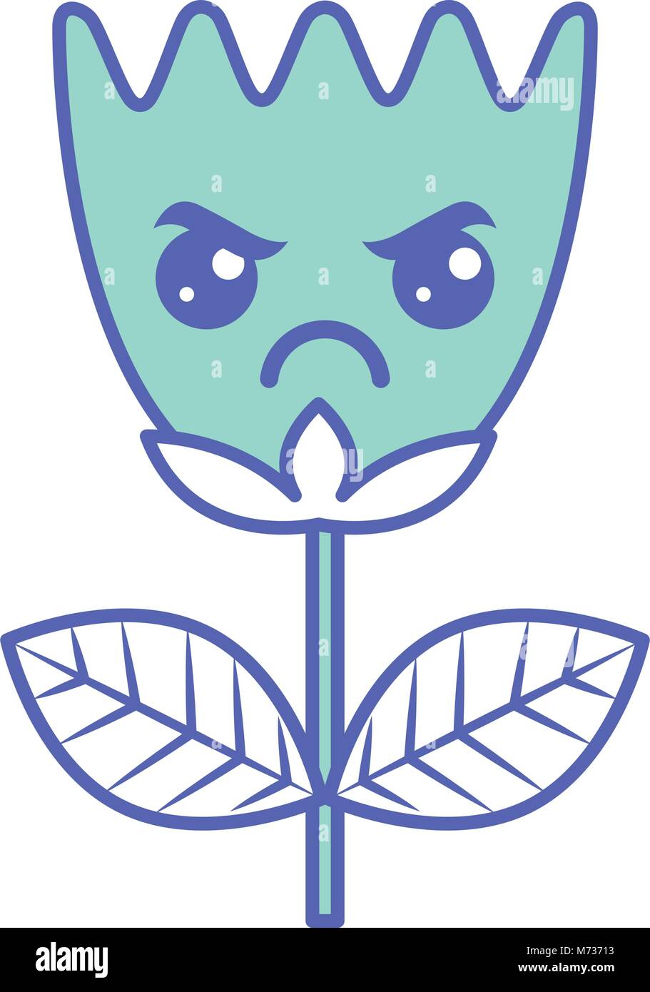 kawaii angry flower tulip leaves cartoon Stock Vector Image & Art - Alamy