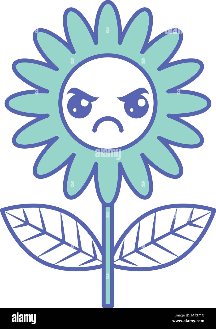 cute kawaii angry flower decoration cartoon Stock Vector Image & Art ...